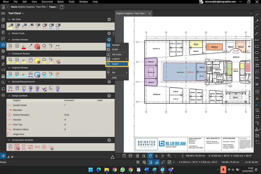 How to Use the Tool Chest in Bluebeam Revu 21
