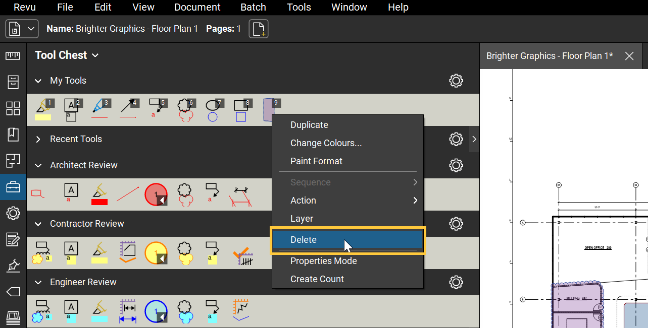 How to Use the Tool Chest in Bluebeam Revu 21